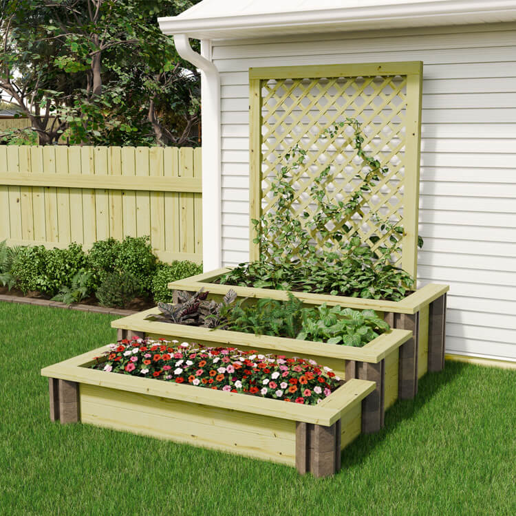 MM Concrete | 5' x 6' x 7' Three Tier Lattice Raised Garden Bed